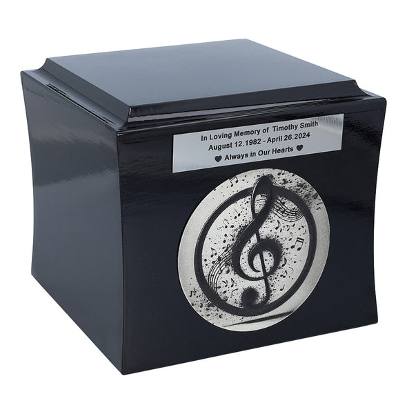Wooden urn with treble clef Urn for musician with notes Urn with sheet ...