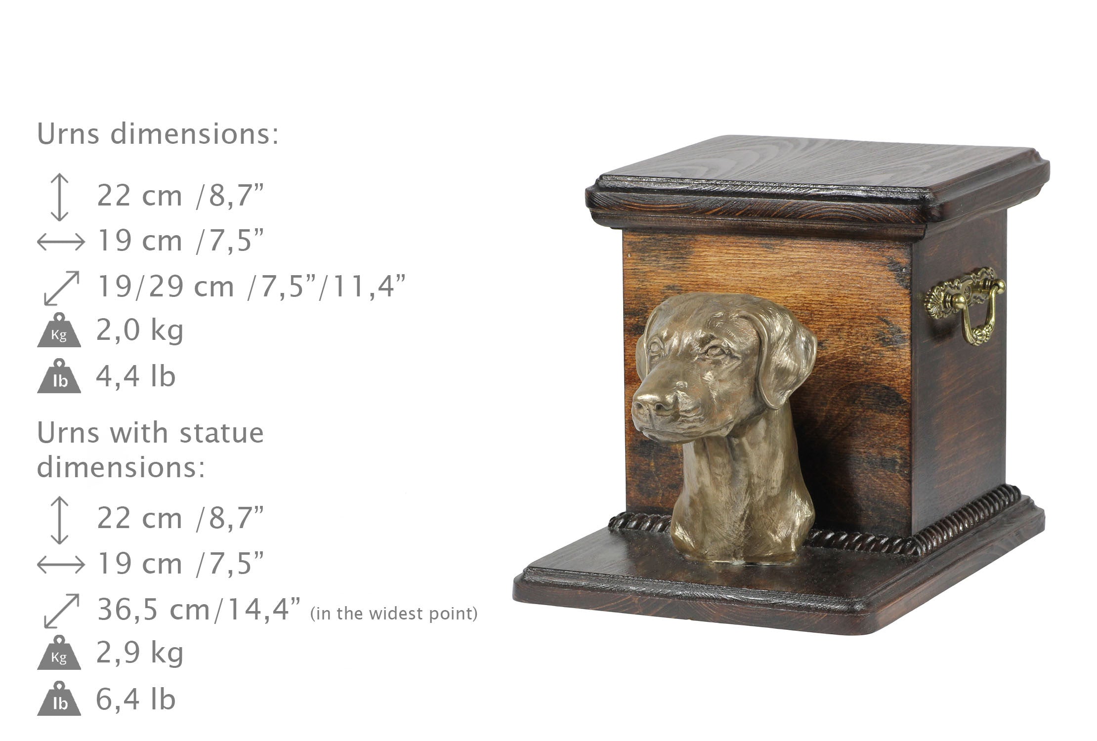 Solid wood casket cremation urn for dog’s ashes Doberman (40 ...