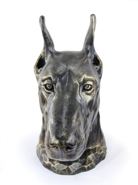 Doberman cropped Cremation Urn for Dog's ashes with Pet statue (8 ...
