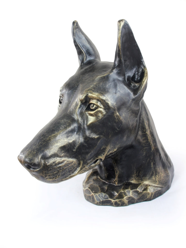 Doberman cropped Cremation Urn for Dog's ashes with Pet statue (8 ...
